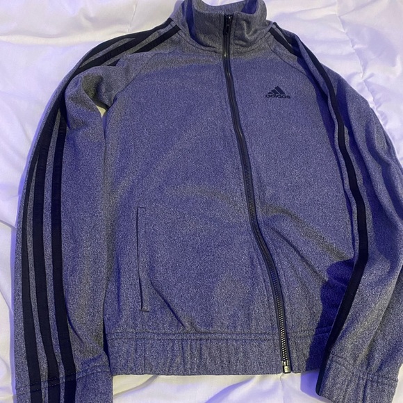 adidas | Jackets & Coats | Adidas Dark Gray With Black Stripes Track ...